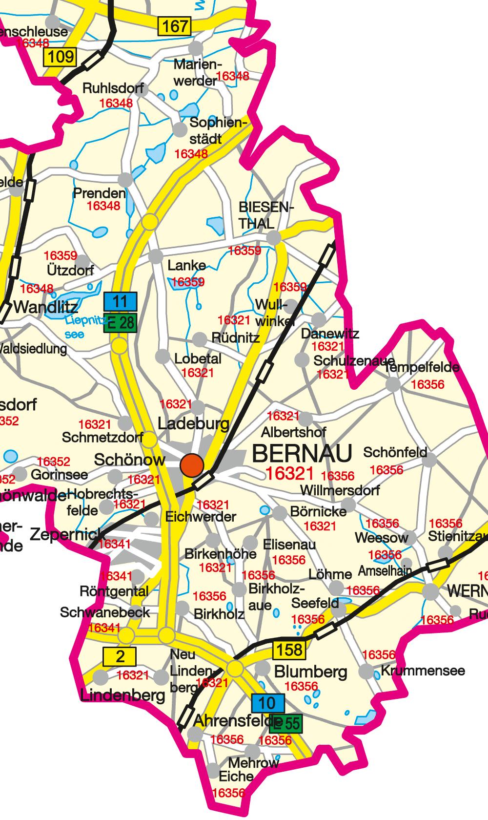 Karte Bernau, Brandenburg, Deutschland: hot-maps Landkarten und ...