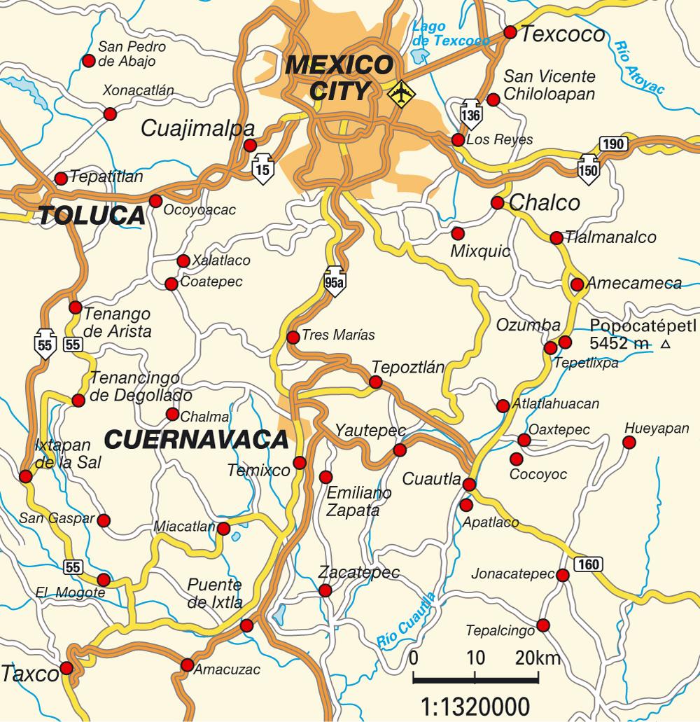 Karte Mexico City, Mexiko: Stadtplan, Karte und Routenplaner von hot-maps.