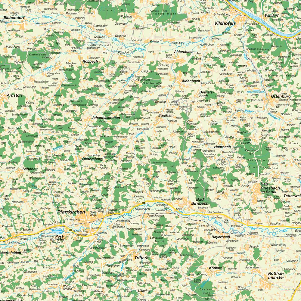 Map of greater Passau region, Bavaria, Germany. Maps and directions at ...