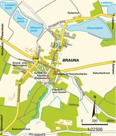 Stadtplan Brauna, Deutschland. Karte und Routenplaner von hot-maps.