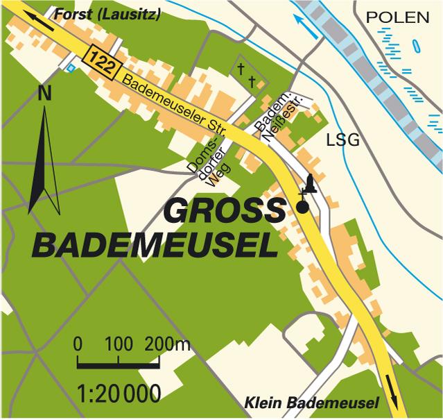 Stadtplan Forst (Lausitz) OT Groß Bademeusel, Deutschland. Karte und ...