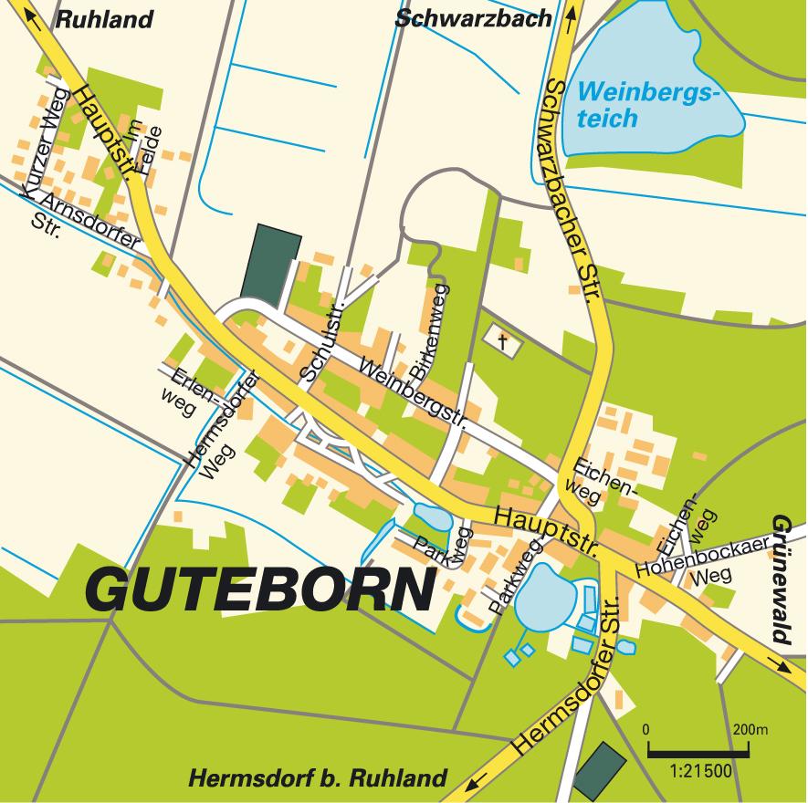 Stadtplan Ruhland Gutterborn, Deutschland. Karte und Routenplaner von ...