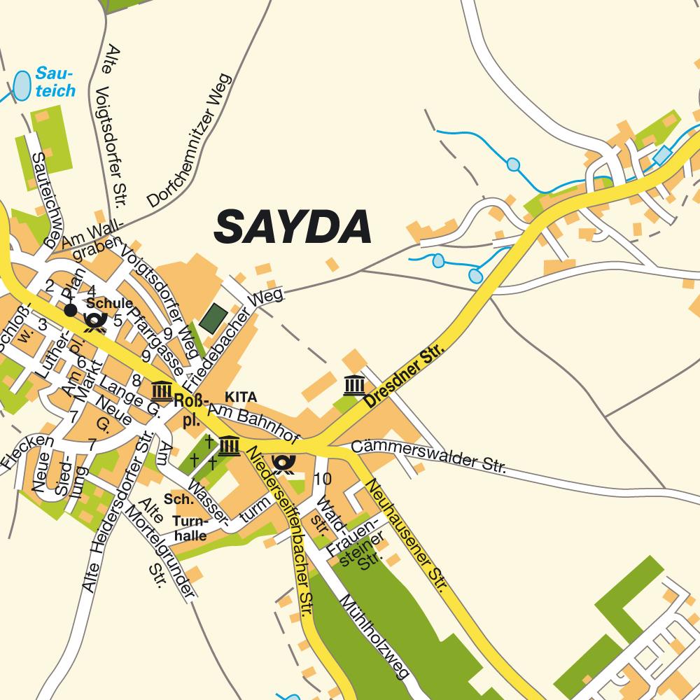Map Sayda, Saxony, Germany. Maps and directions at hot-map.