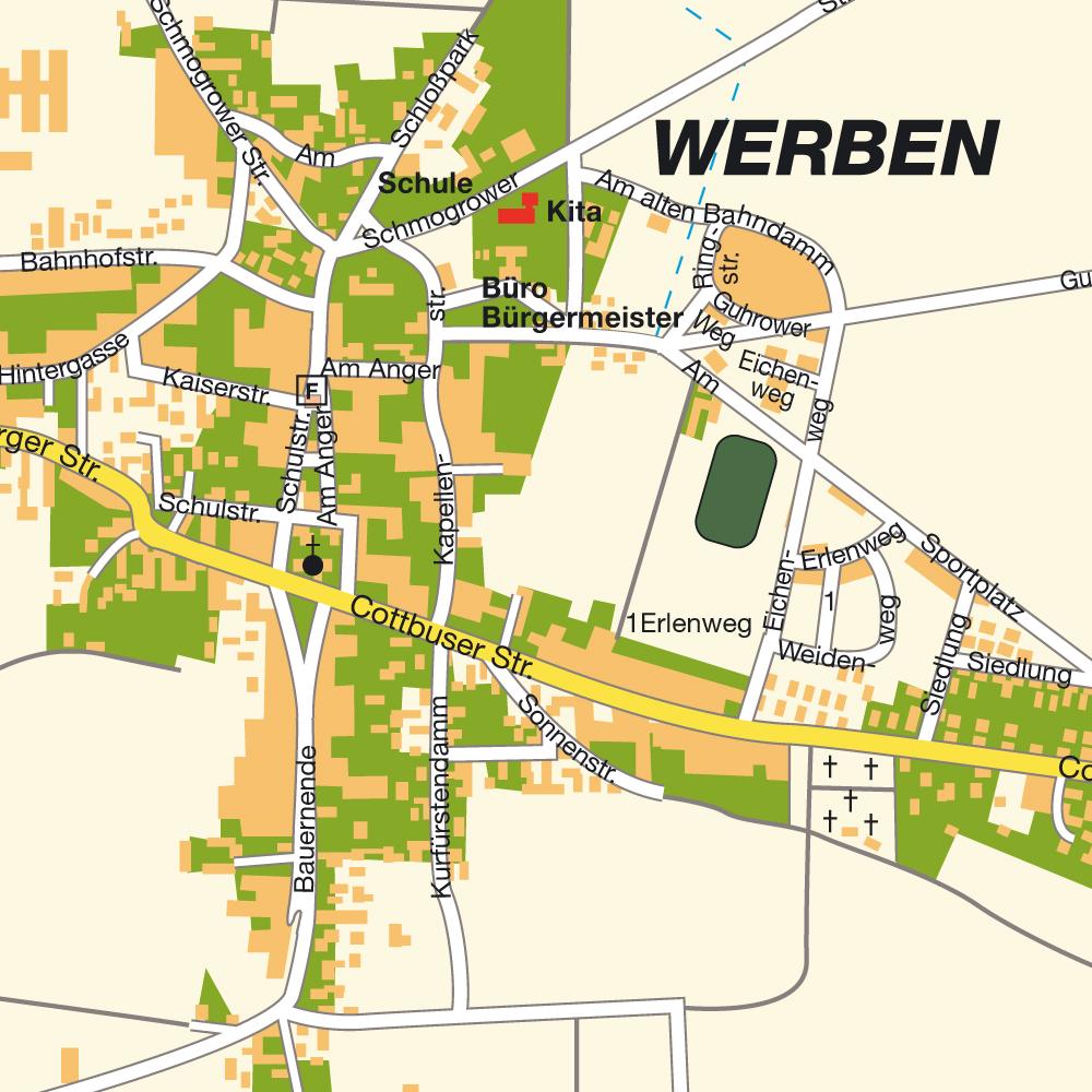 Stadtplan Werben (Spreewald), Deutschland. Karte und Routenplaner von ...