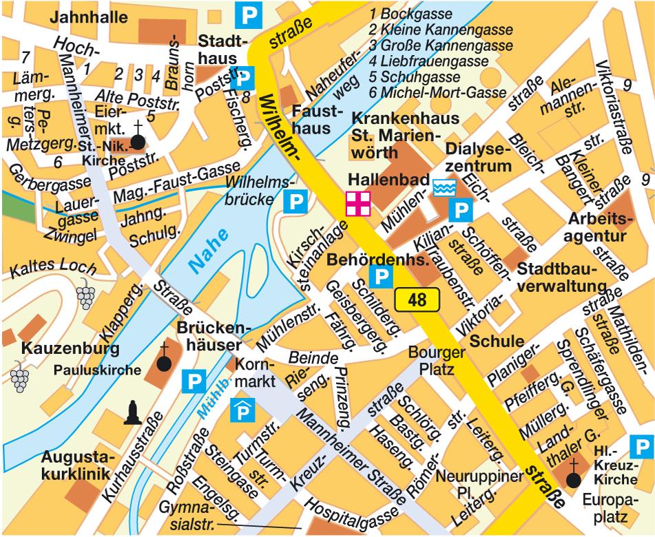 Map Bad Kreuznach, Germany (city center). Central Downtown Maps and ... Map Bad Kreuznach, Germany (city center). Central Downtown Maps and ...